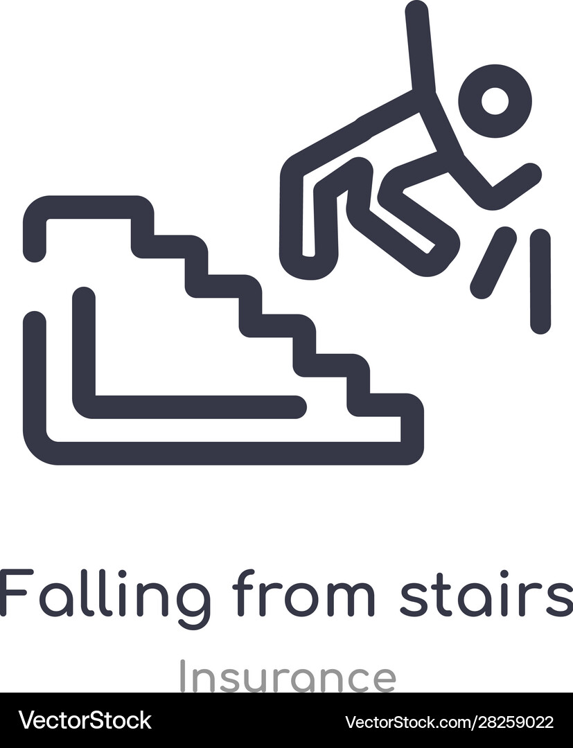Falling from stairs outline icon isolated line Vector Image