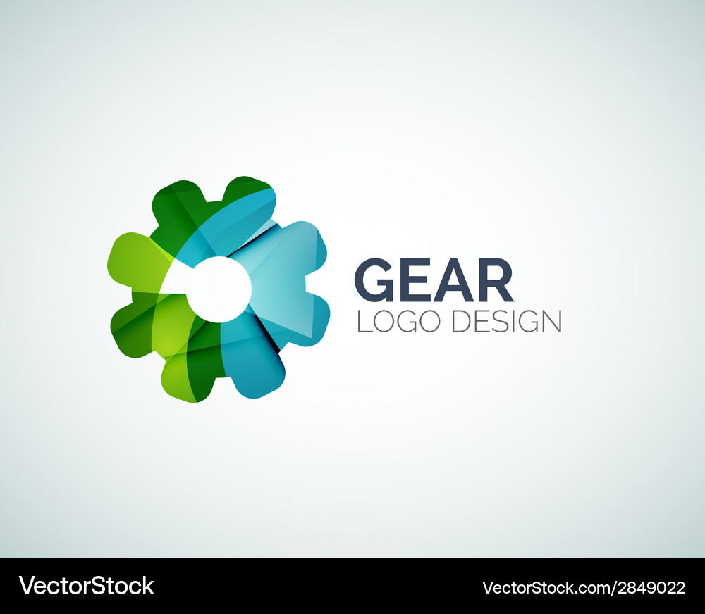 Gear logo design made color pieces Royalty Free Vector Image
