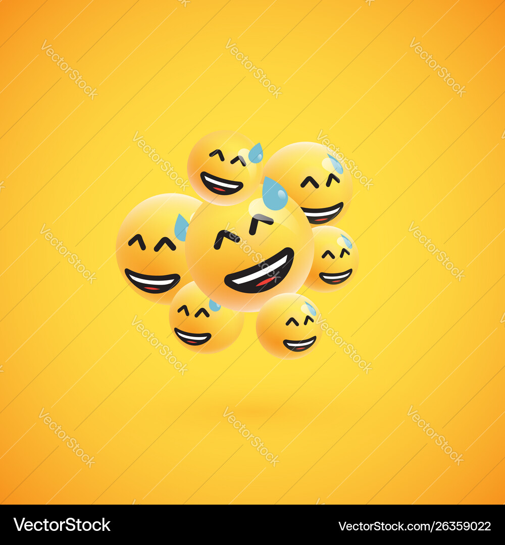 Group high detailed yellow emoticons Royalty Free Vector