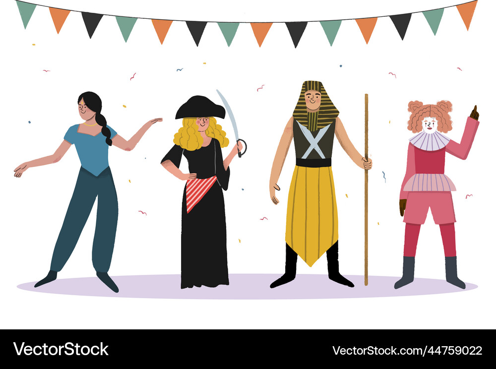 Hand drawn halloween costumes collection design Vector Image