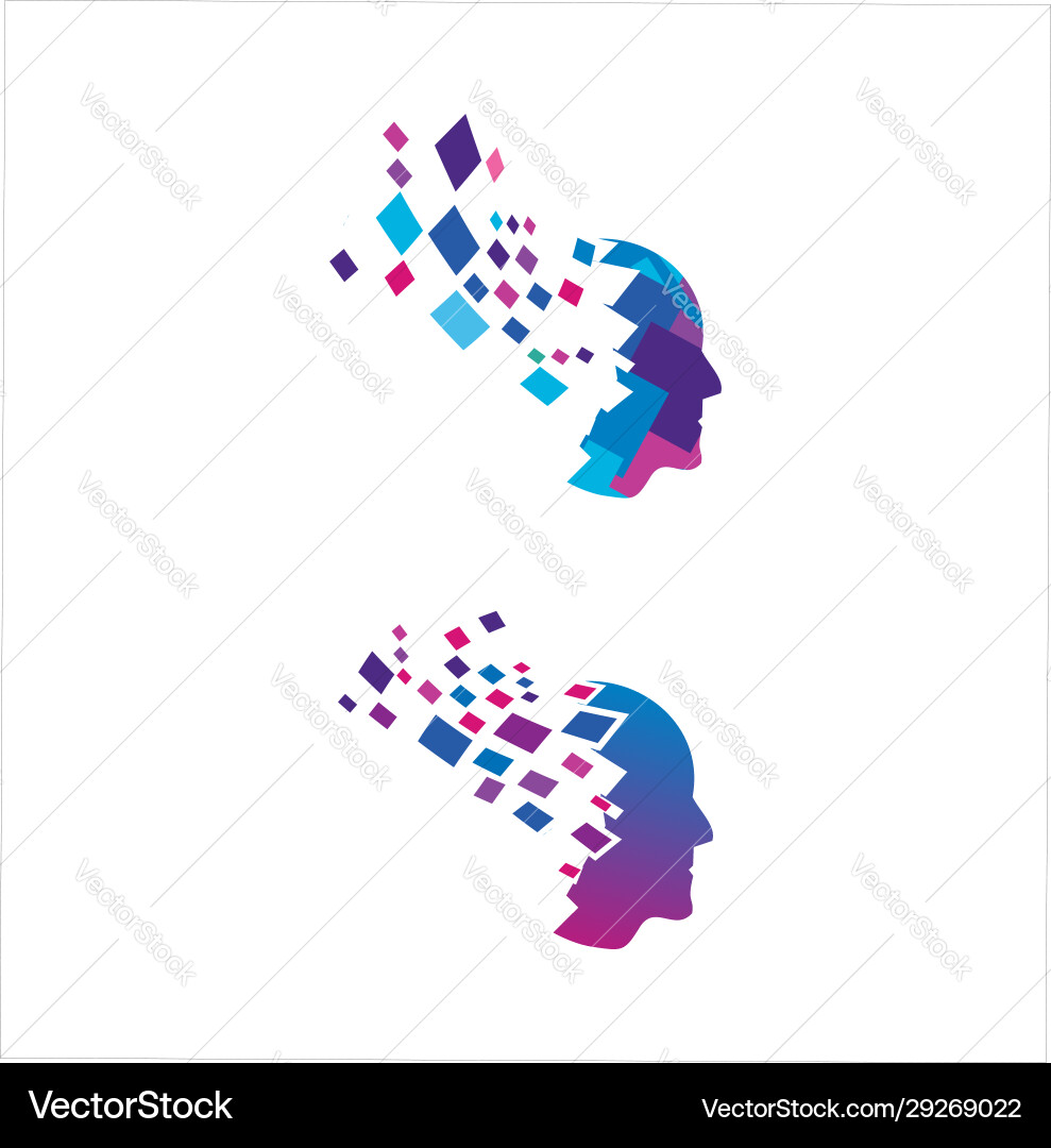 Head tech logo colorful logo concept Royalty Free Vector