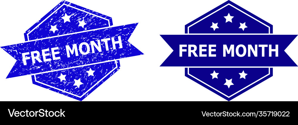 Hexagon free month seal with corroded texture Vector Image