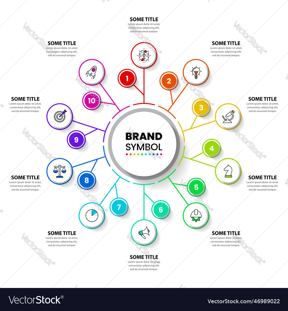 Infographic template a circle with 10 steps Vector Image