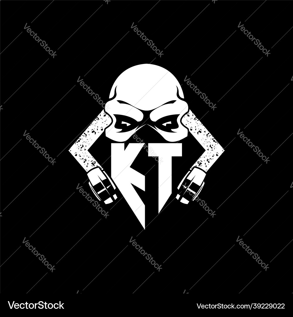 Kt initial gaming esport skull mask style Vector Image