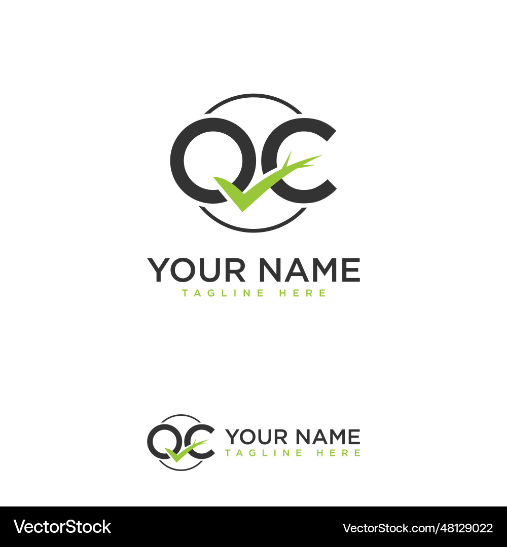 Letter qc logo design with check mark symbol Vector Image