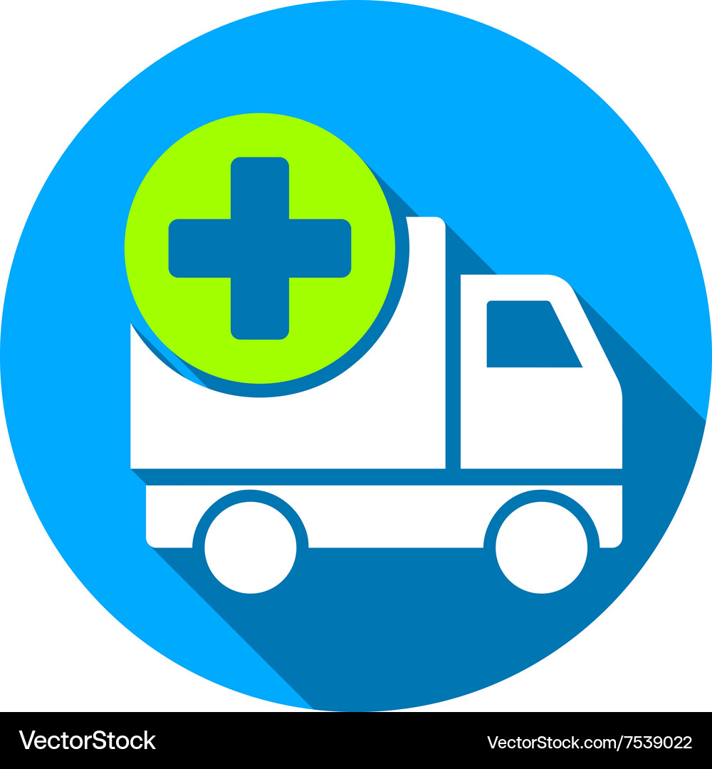 Medical Delivery Flat Round Icon with Long Shadow Vector Image
