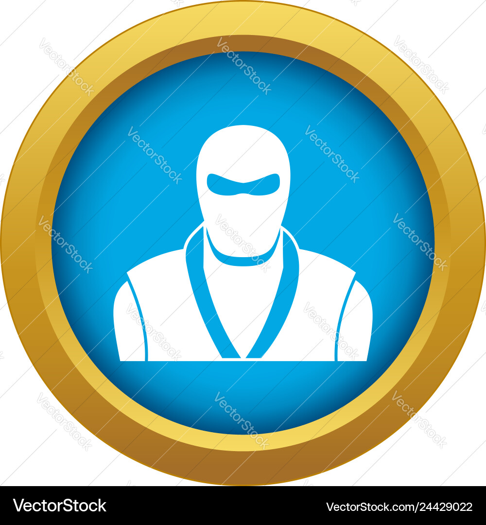 Ninja in black mask icon blue isolated Royalty Free Vector