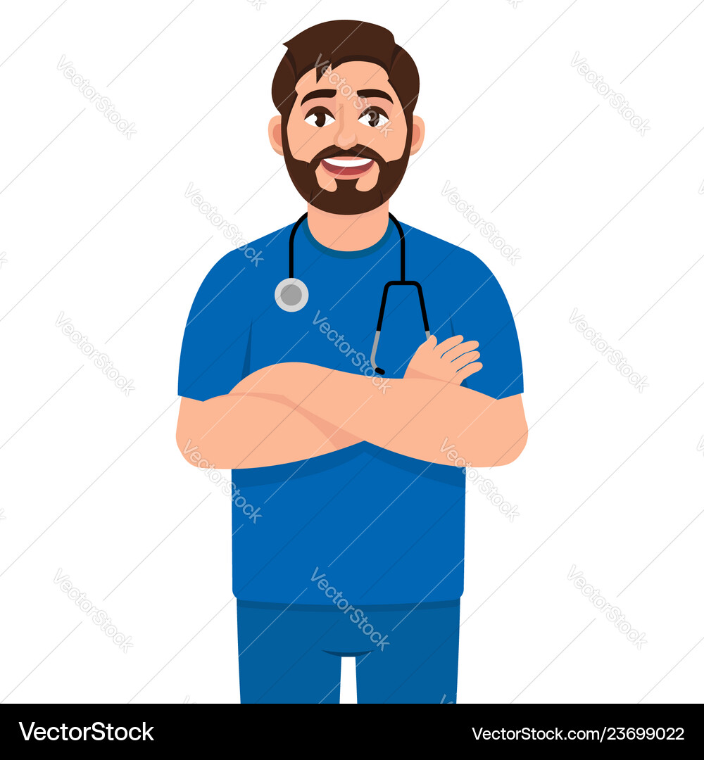 Self confident doctor with stethoscope medic Vector Image