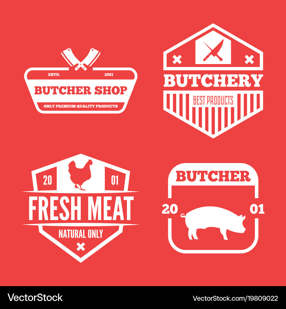 Set butchery labels badges and design Royalty Free Vector