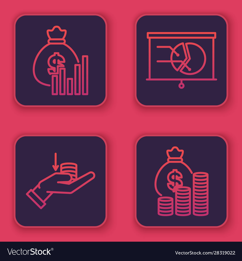 Set line money bag and diagram graph money Vector Image Set line money bag and diagram graph money Vector Image
