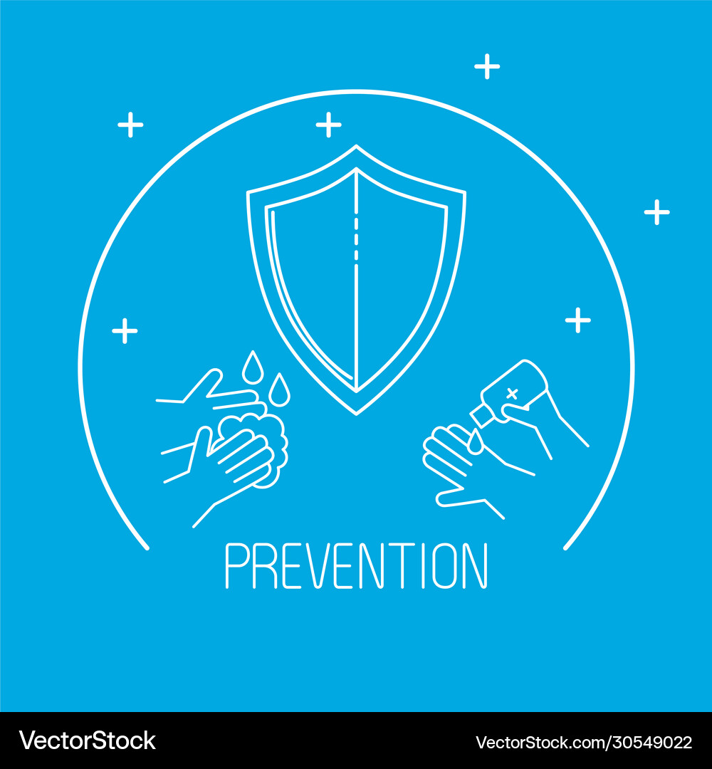 Shield with icons prevention covid 19 Royalty Free Vector