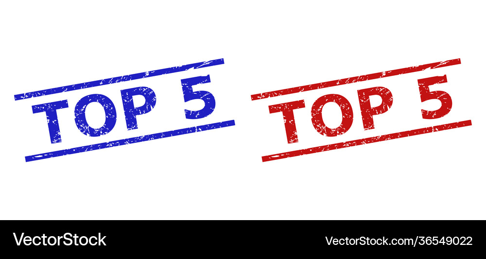 Top 5 seals with grunge style and parallel lines Vector Image