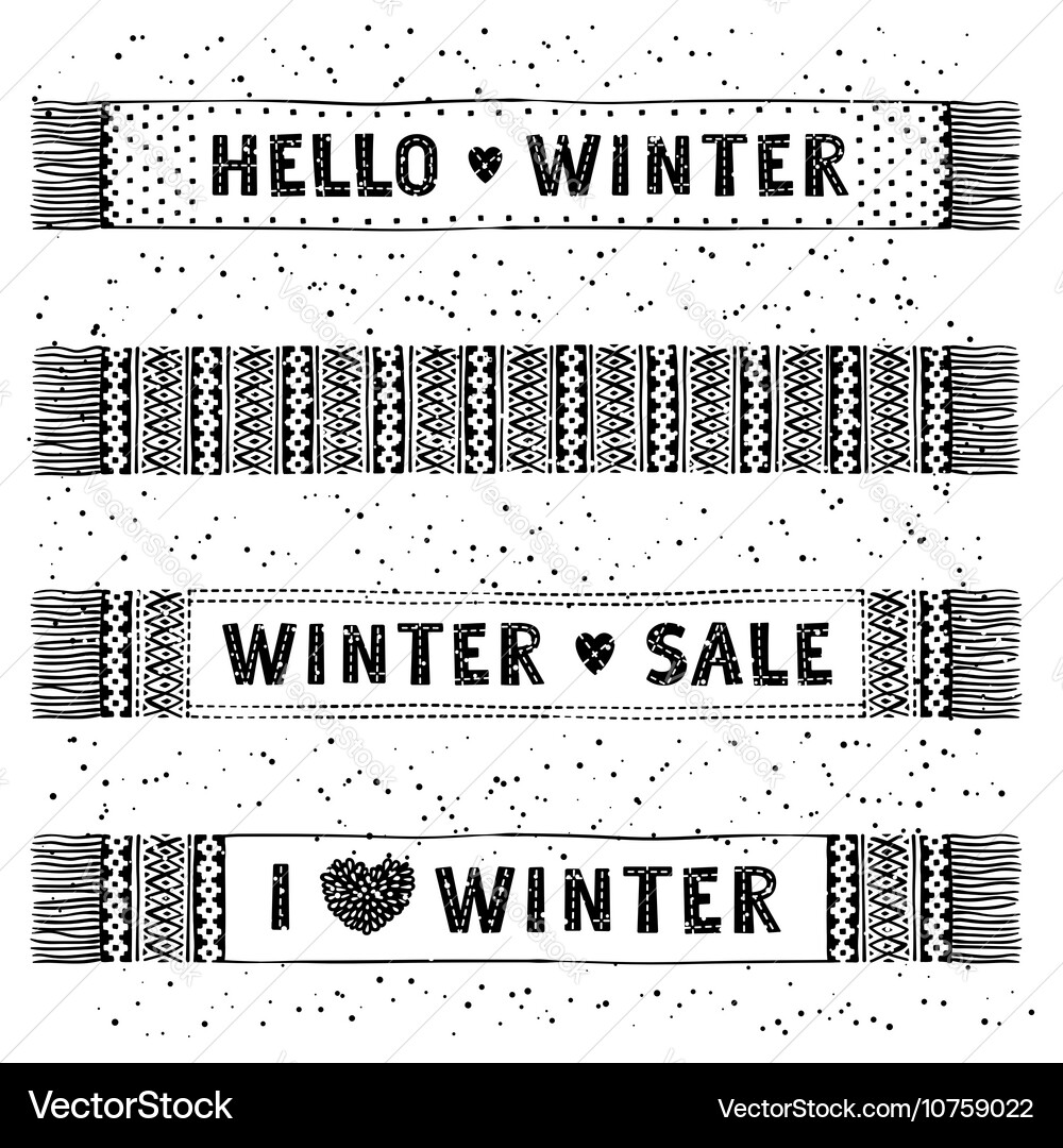 Winter Special banner or label with knitted woolen