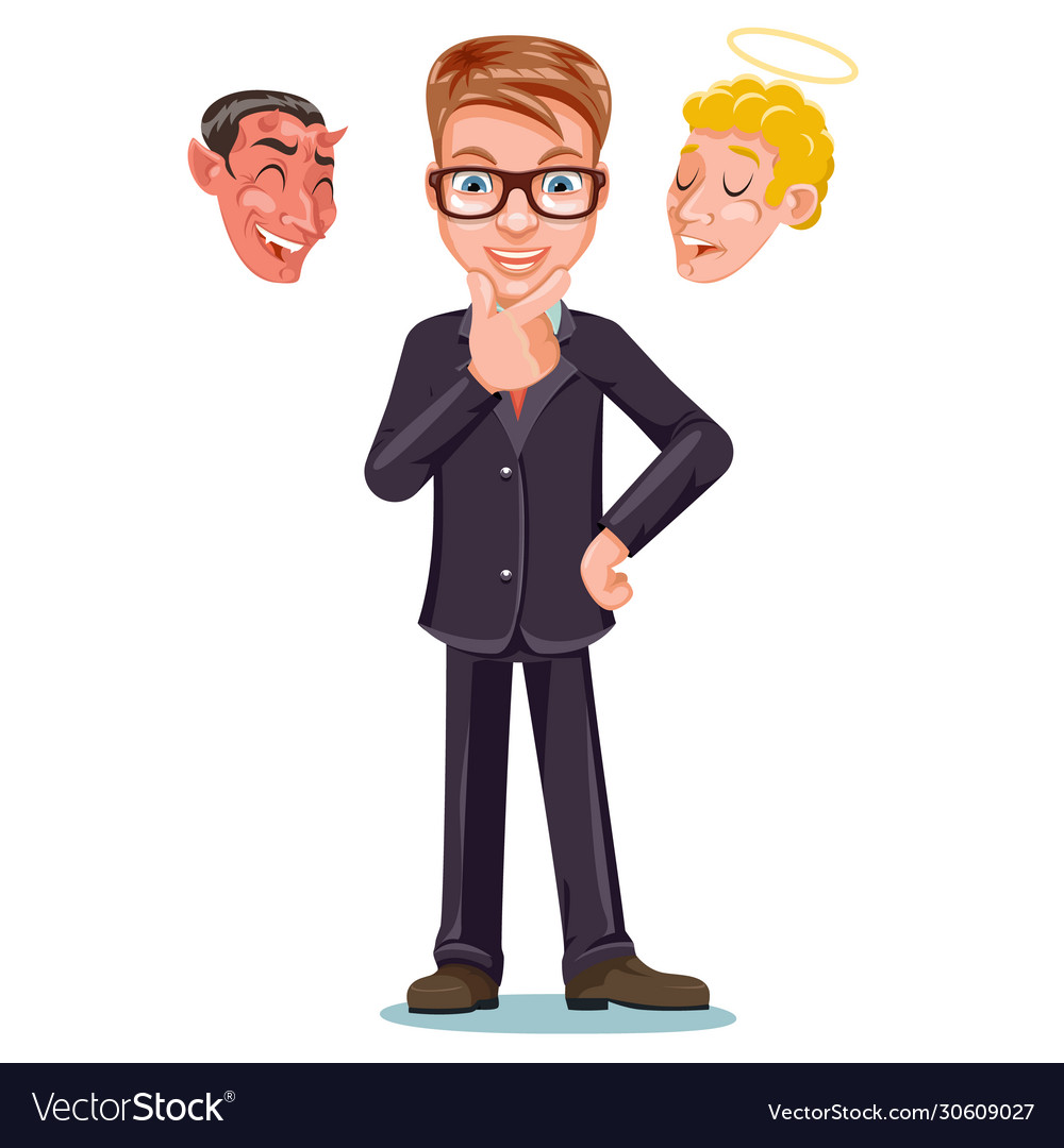 Angel devil good bad decision making businessman Vector Image Angel devil good bad decision making businessman Vector Image