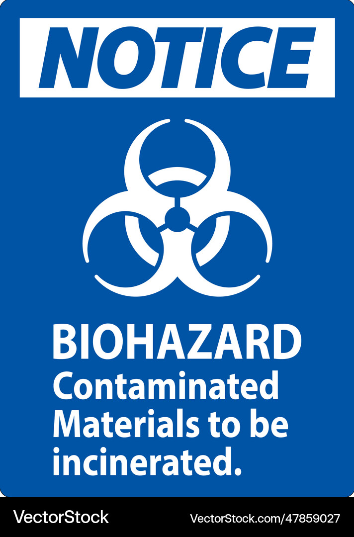Biohazard notice label contaminated Royalty Free Vector