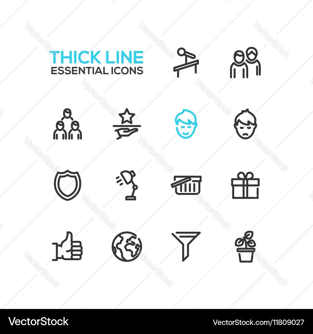 Business - thick single line icons set Royalty Free Vector