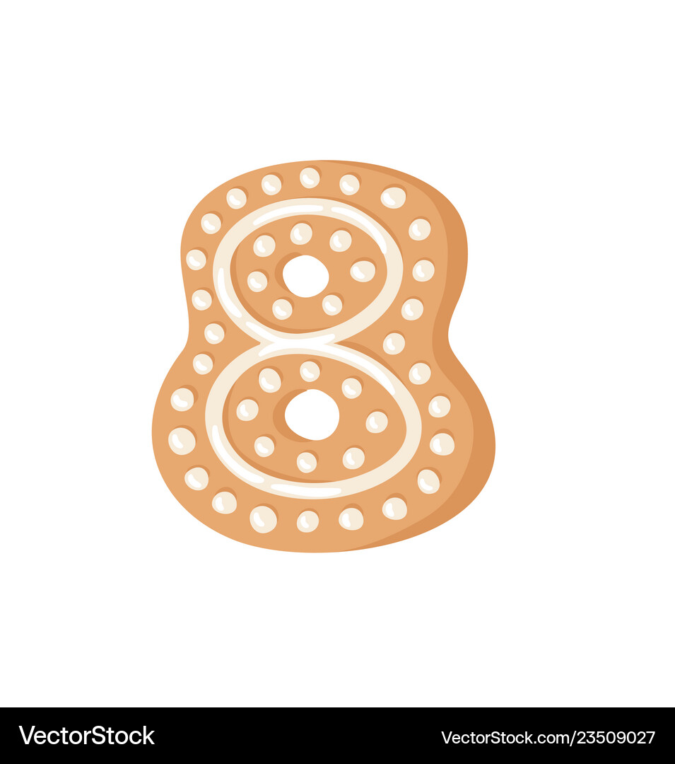 Cartoon ginger bread cookie number 8 hand drawn Vector Image