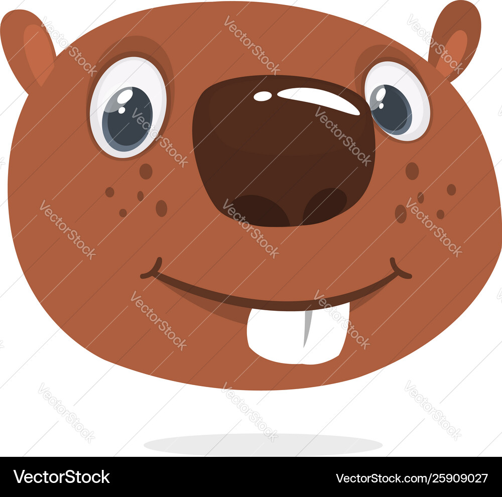 Cute cartoon beaver head icon smiling Royalty Free Vector