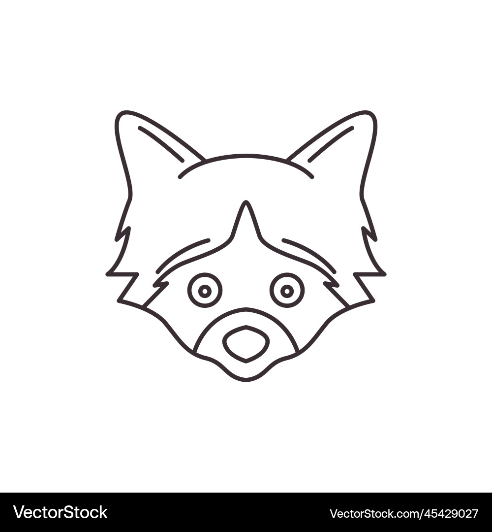 Face raccoon line icon logo Royalty Free Vector Image