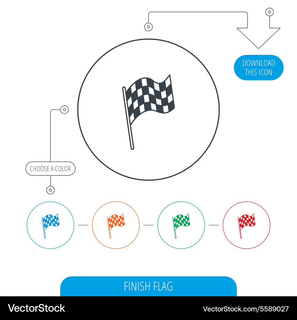 Finish flag icon start race sign Royalty Free Vector Image