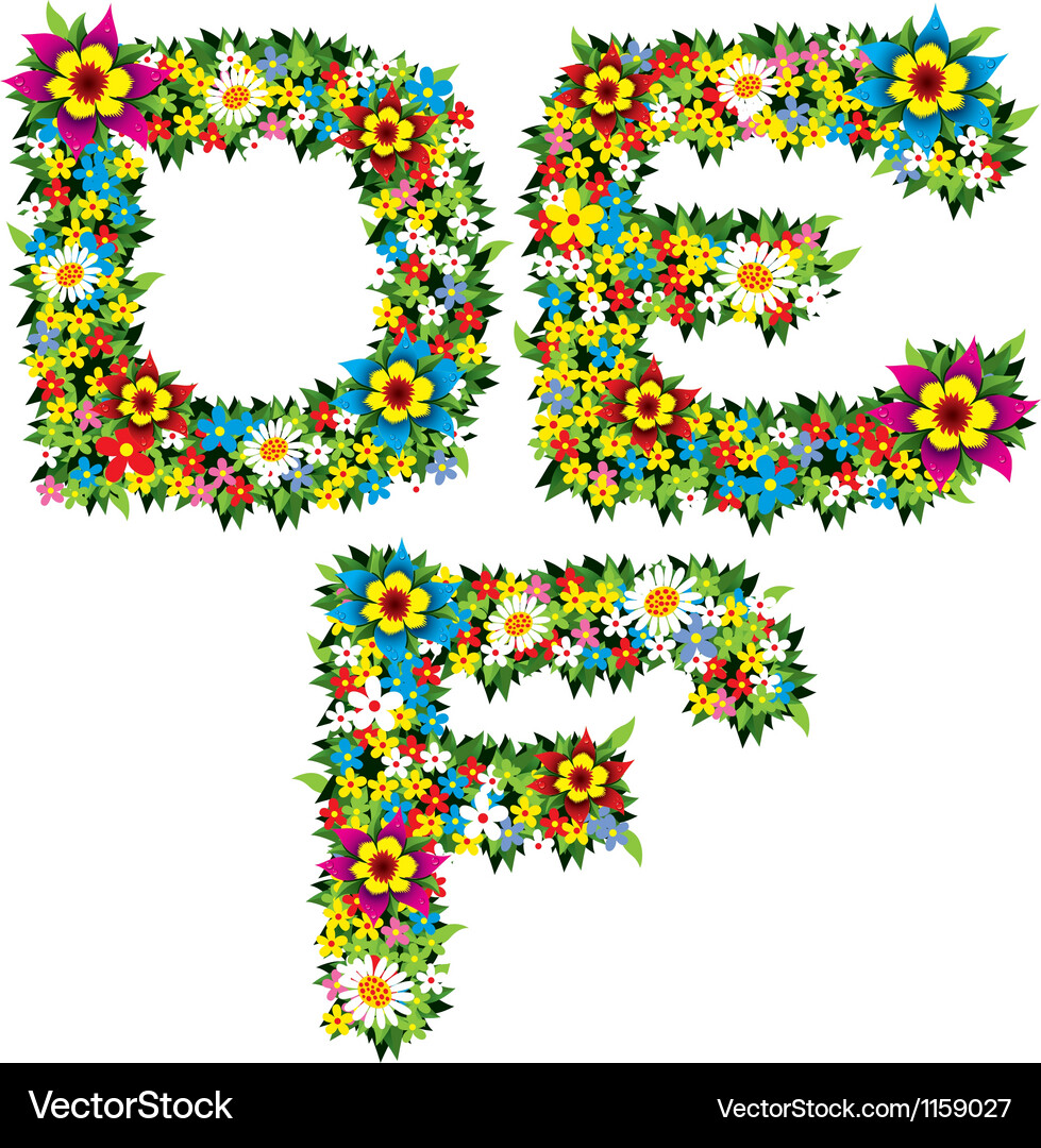 Flower and bush letters 02 Royalty Free Vector Image