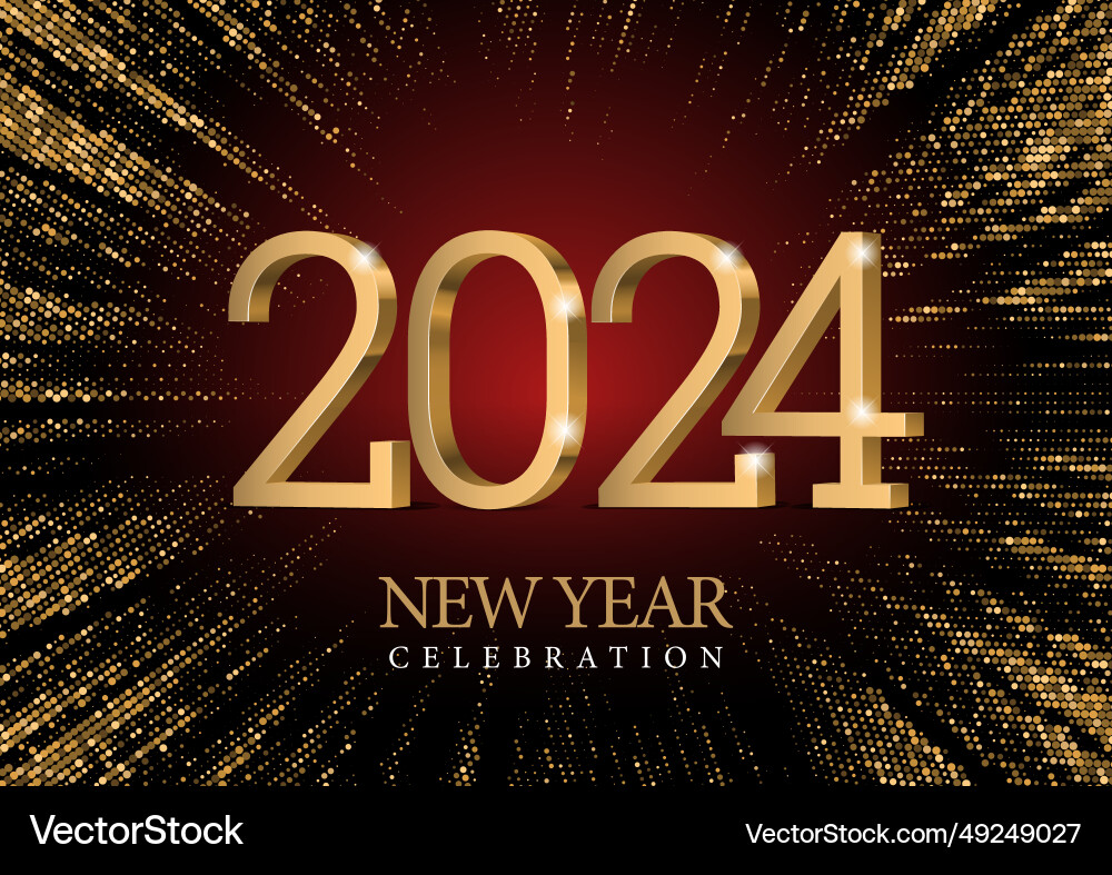 Gold text design 2024 golden 3d numbers Royalty Free Vector