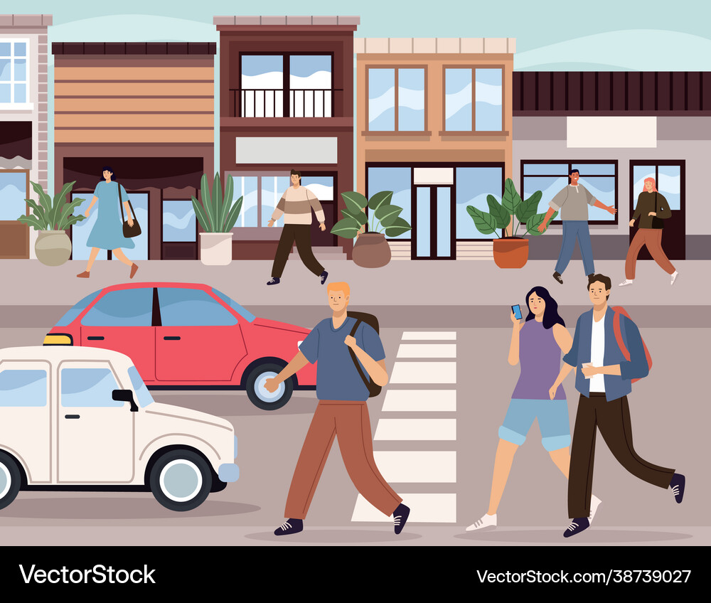 Pedestrians on city Royalty Free Vector Image - VectorStock
