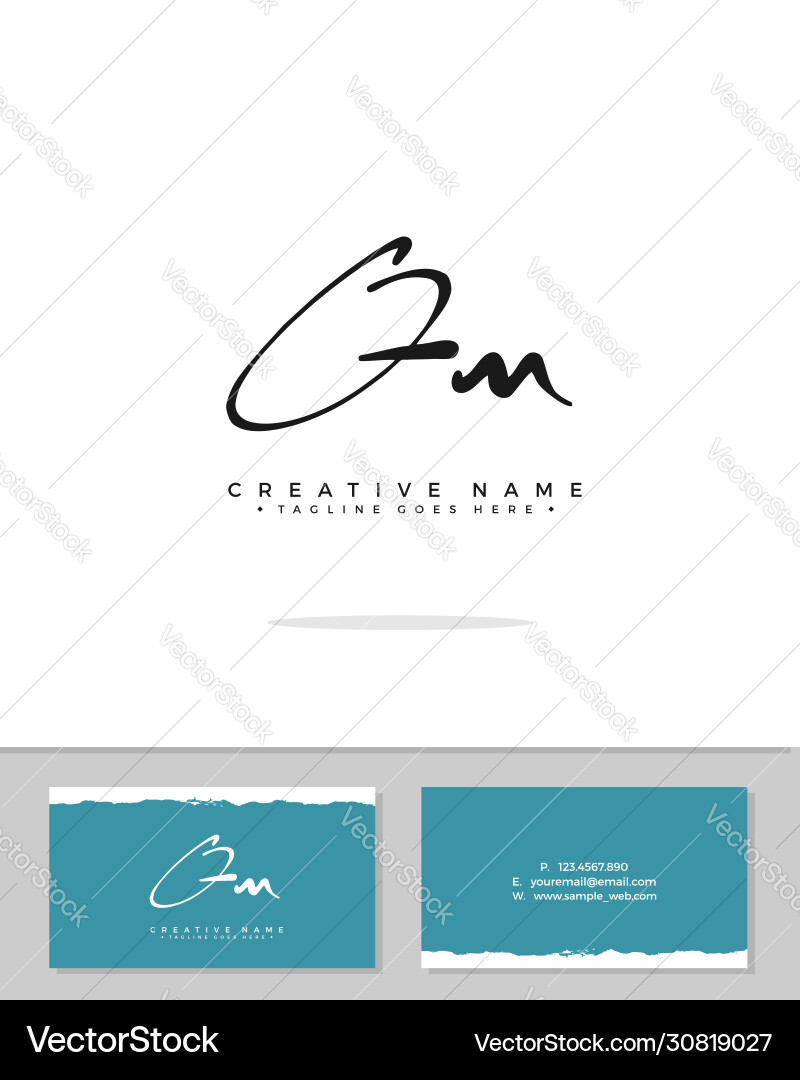Q m qm initial logo signature handwriting Vector Image