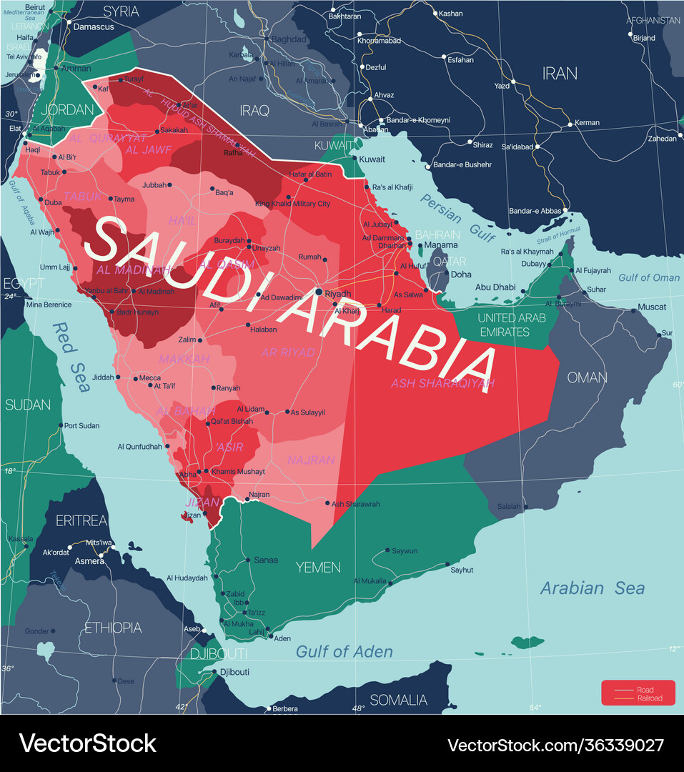 Saudi arabia country detailed editable map Vector Image