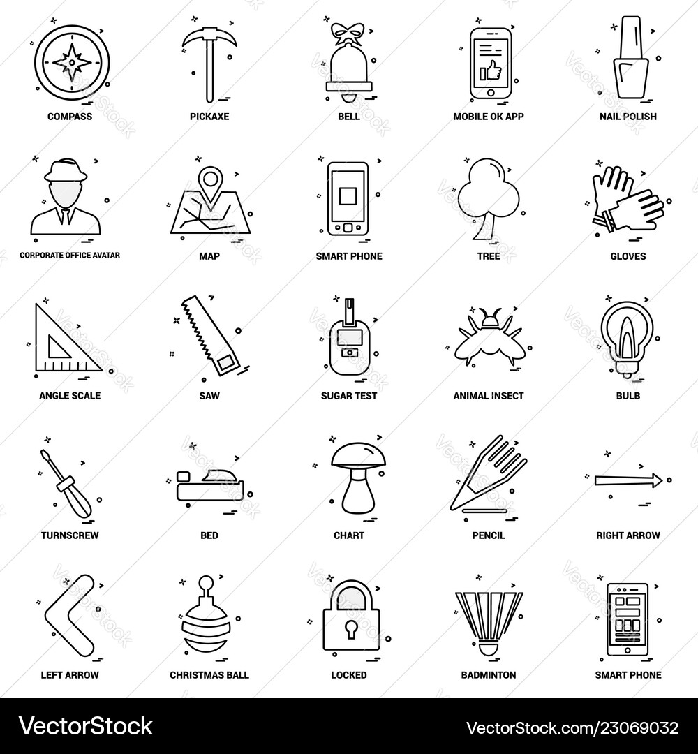 25 business concept mix line icon set Royalty Free Vector