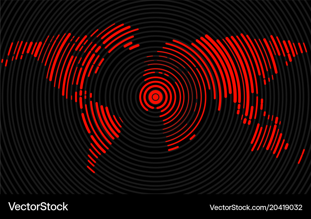 Abstract world map of radial lines technology Vector Image