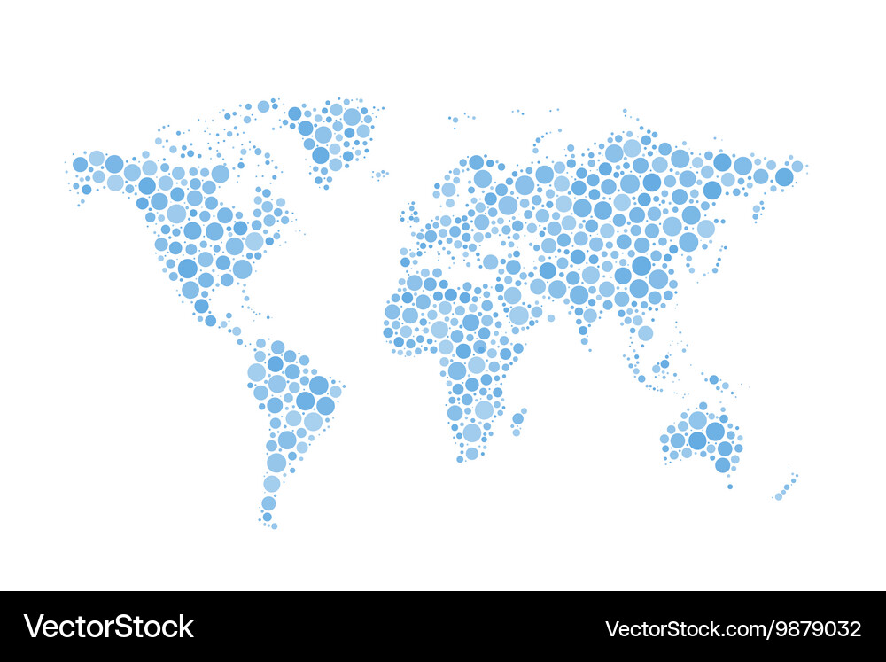 Blue Circle World Map Royalty Free Vector Image