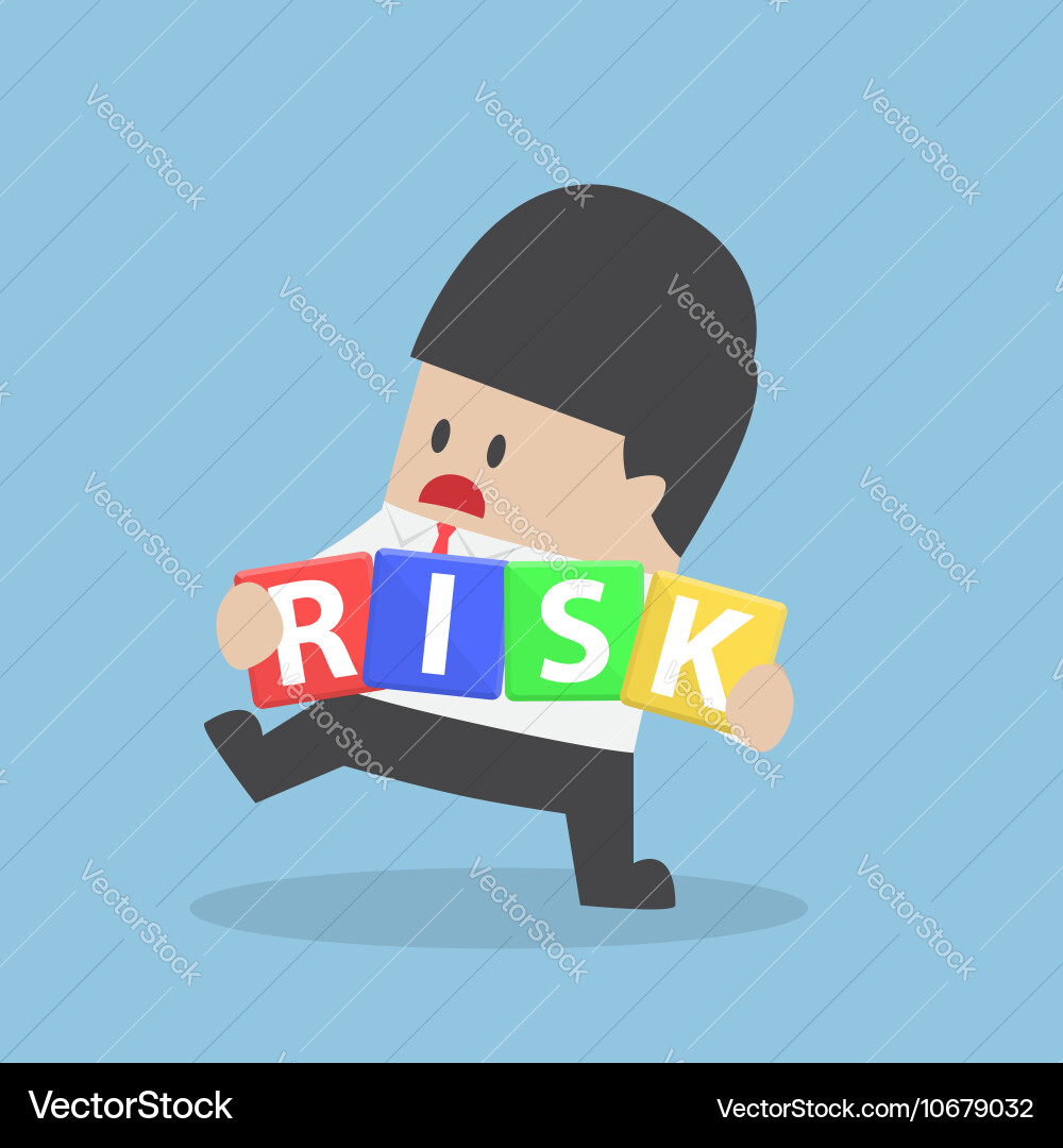 Businessman trying to manage risk block Royalty Free Vector