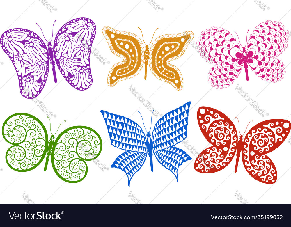 Creative butterfly set Royalty Free Vector Image