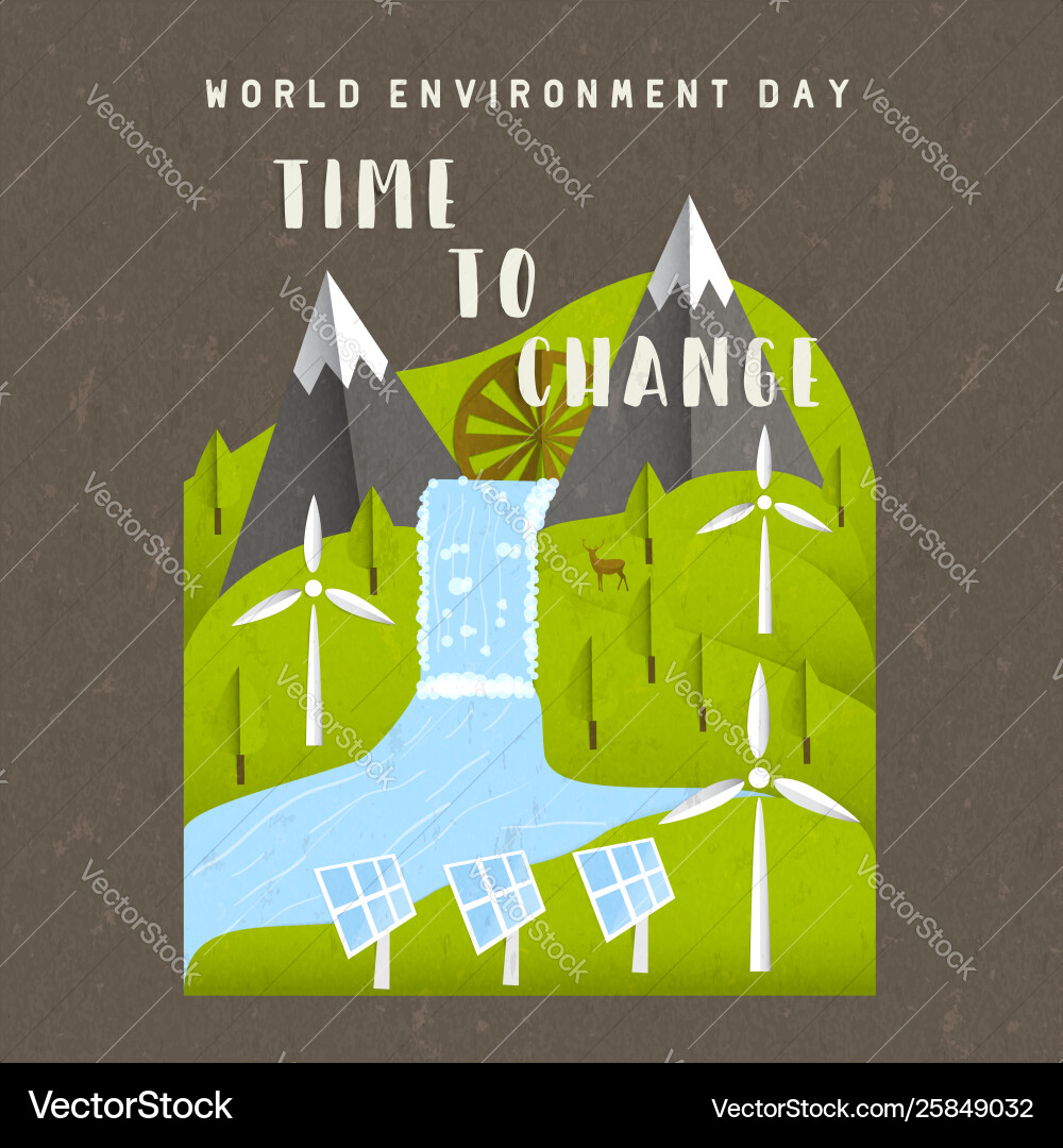 Environment day card green nature landscape Vector Image
