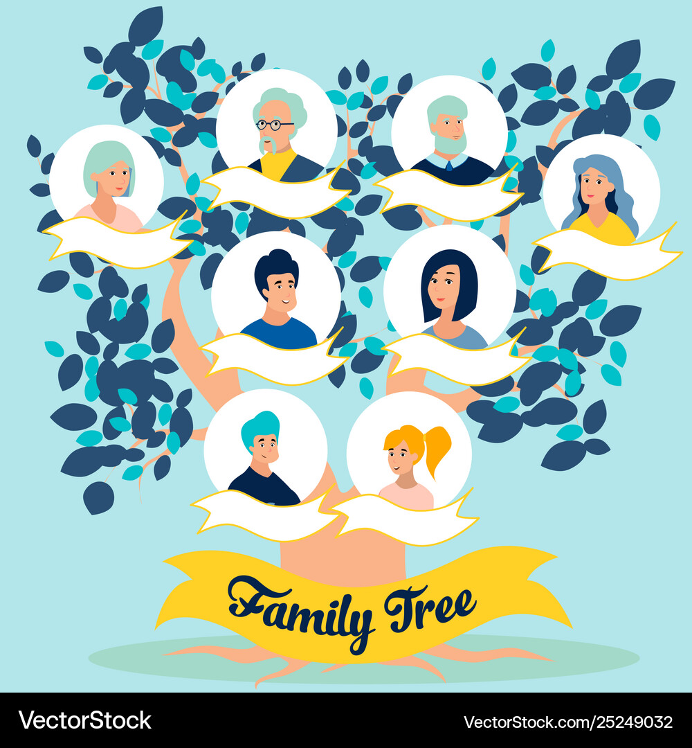 Family tree photos relatives generations in Vector Image