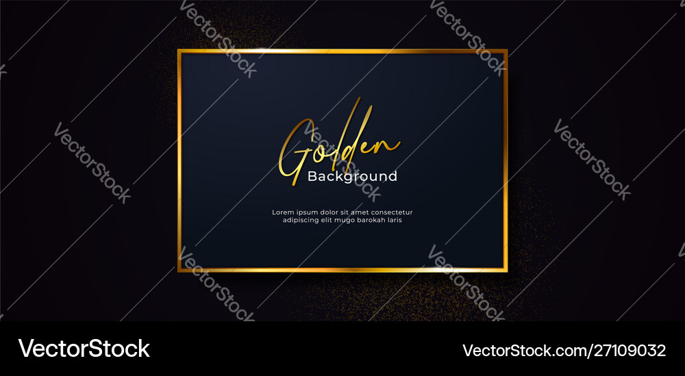 Golden sparkling box frame with gold glitter Vector Image