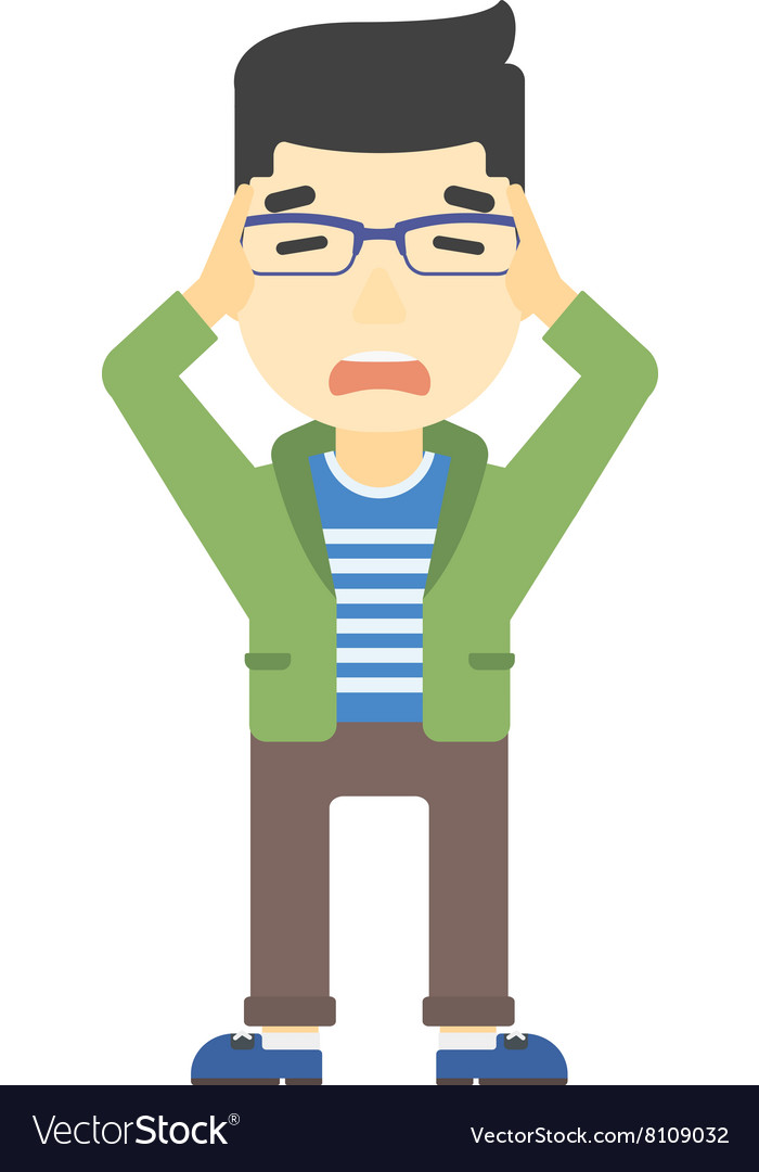 Man Clutching His Head In Desperate Royalty Free Vector