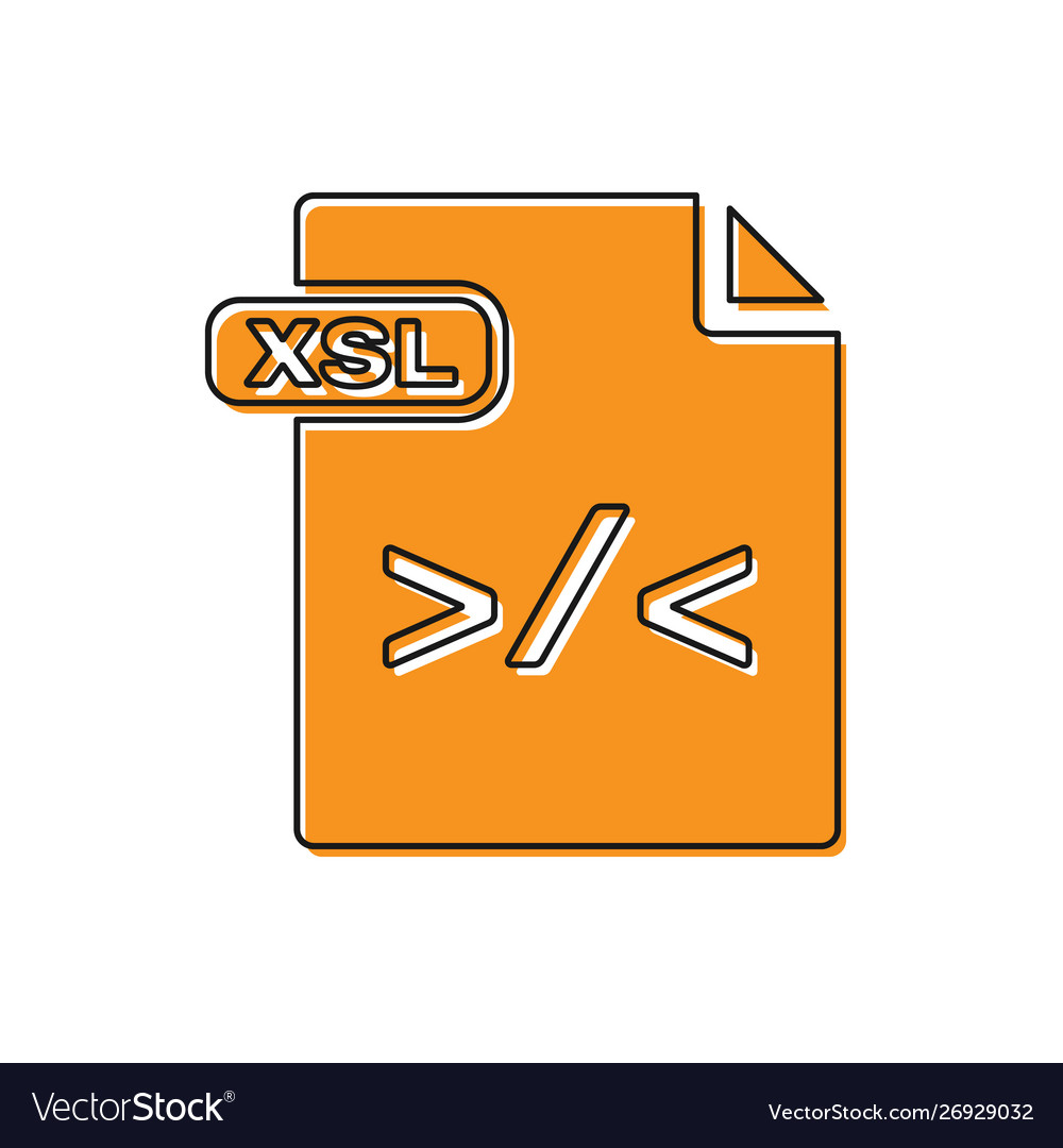 Orange Xsl File Document Download Button Icon Vector Image