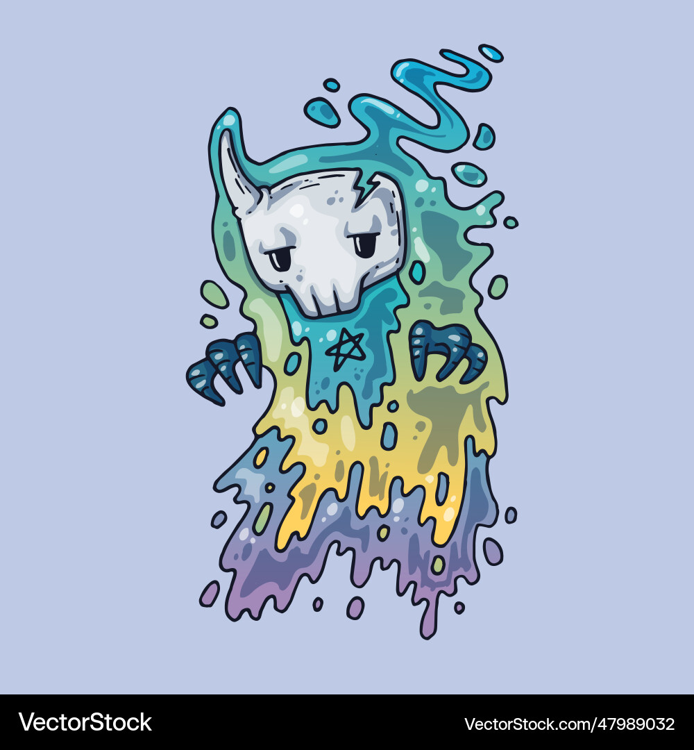 Scary ghost in a horned mask creative cartoon Vector Image