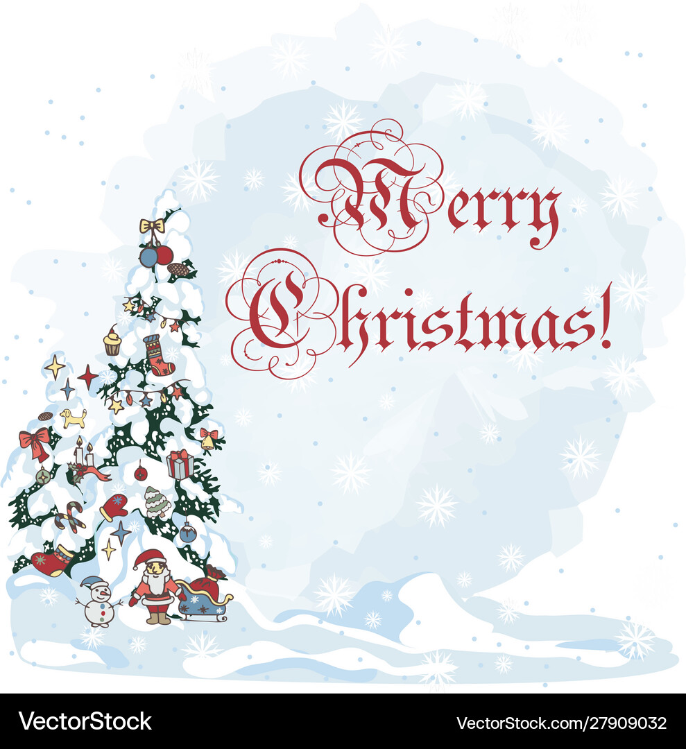 Snow xmas tree winter evergreen christmas Vector Image