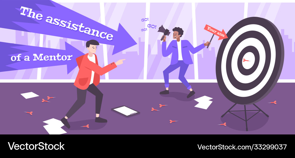 Assistance of mentor flat ccomposition Royalty Free Vector
