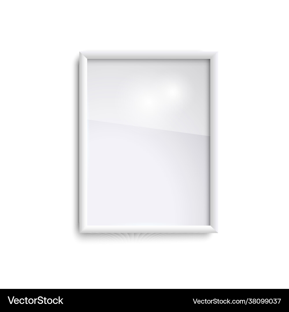 Blank vertical picture frame with glass realistic Vector Image
