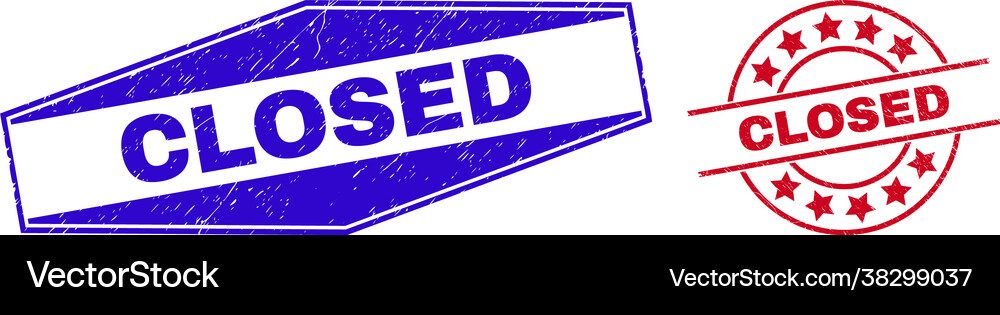 Closed rubber watermarks in round and hexagon Vector Image