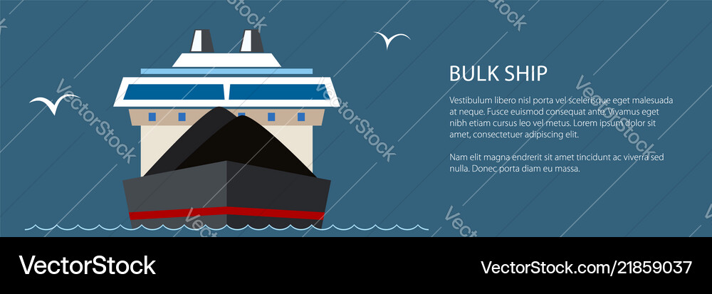 Dry cargo ship at sea banner Royalty Free Vector Image
