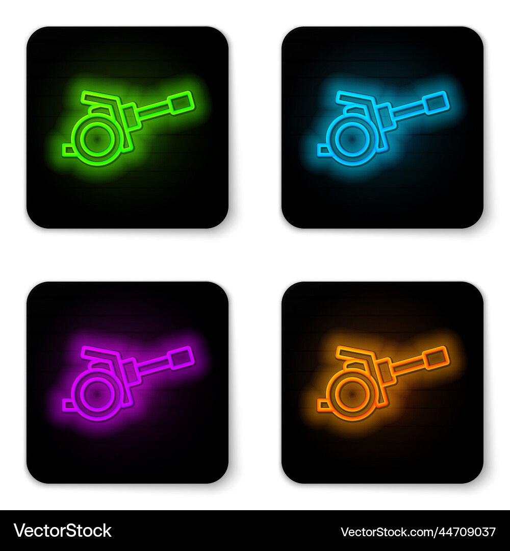 Glowing neon line howitzer icon isolated on white Vector Image