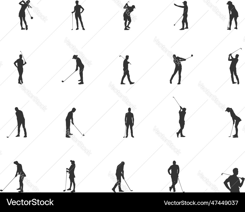 Golf player silhouettes player svg cut files Vector Image