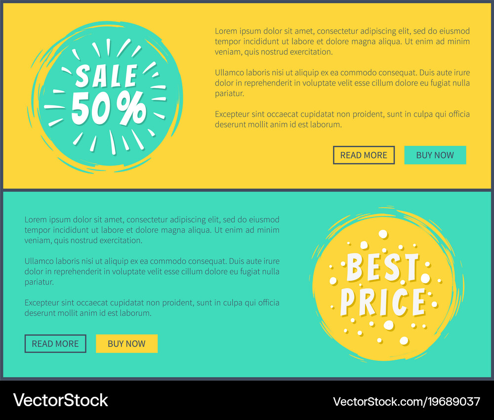 Half price special offer cards Royalty Free Vector Image
