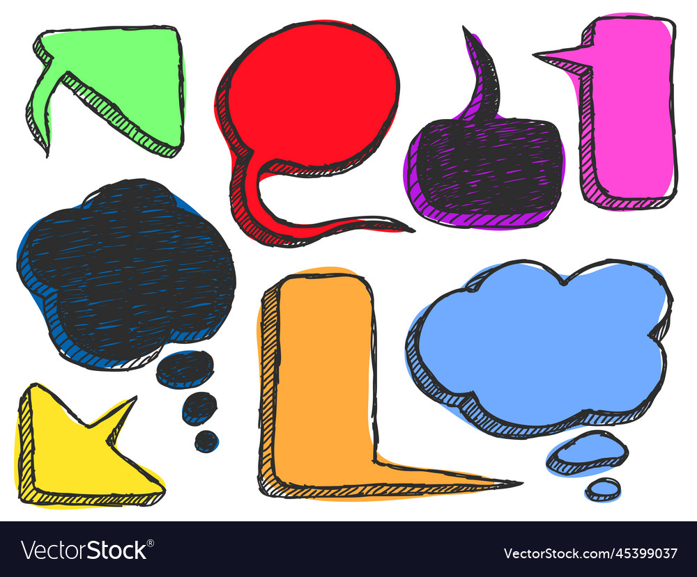 Hand drawn speech and thought bubbles Royalty Free Vector