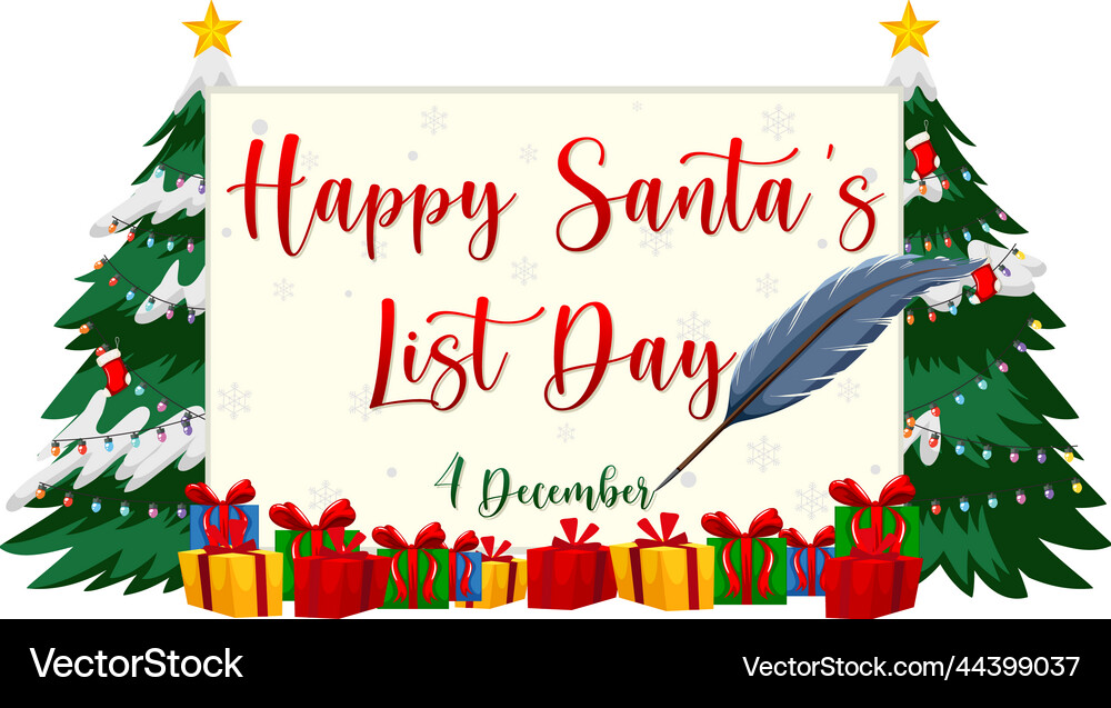 Happy santas list day banner design Royalty Free Vector